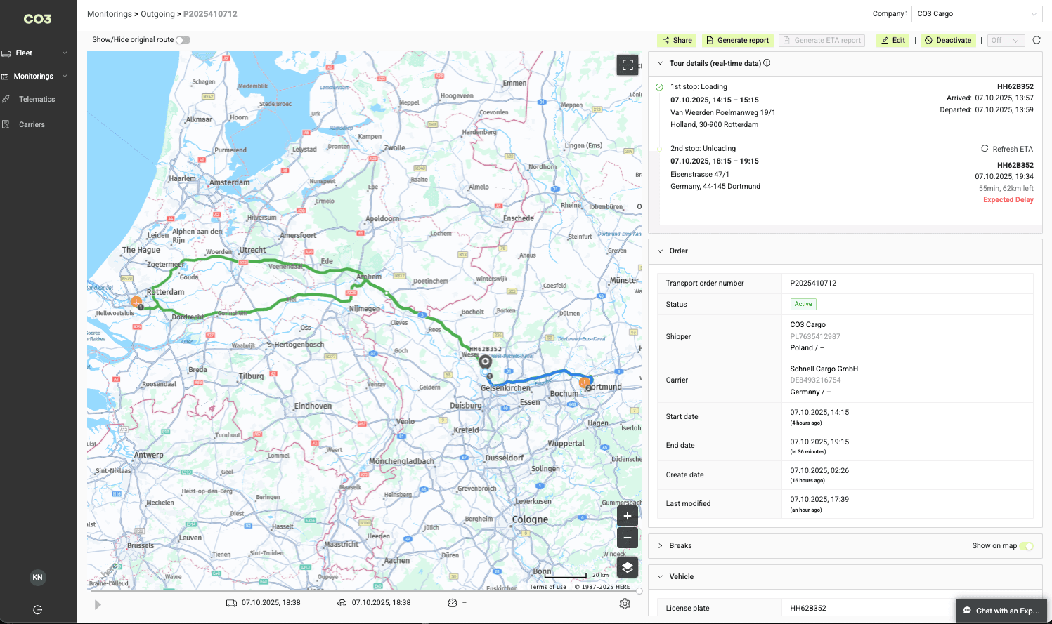 ETA prediction where the breaks, shown to the right, are applied to the ...